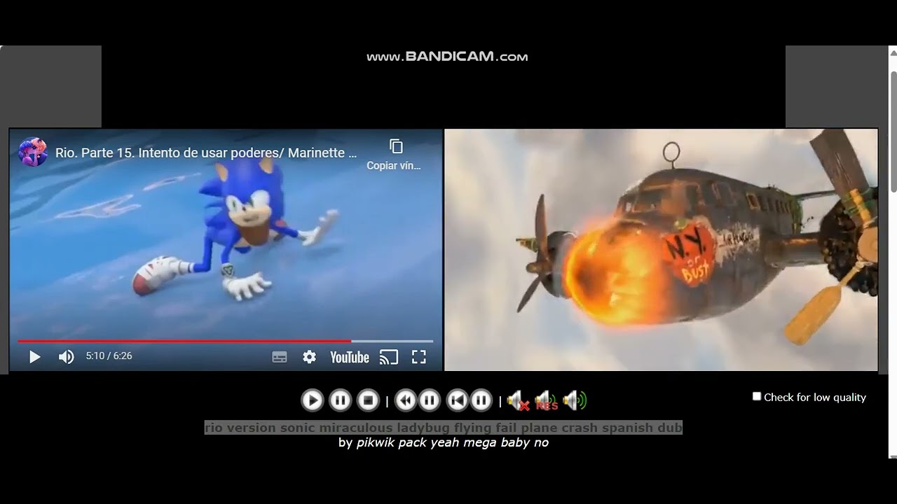 rio version sonic miraculous ladybug flying fail plane crash spanish ...