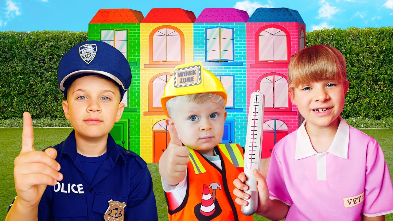 Diana and Roma Explore an Amazing Giant House of PROFESSIONS - YouTube