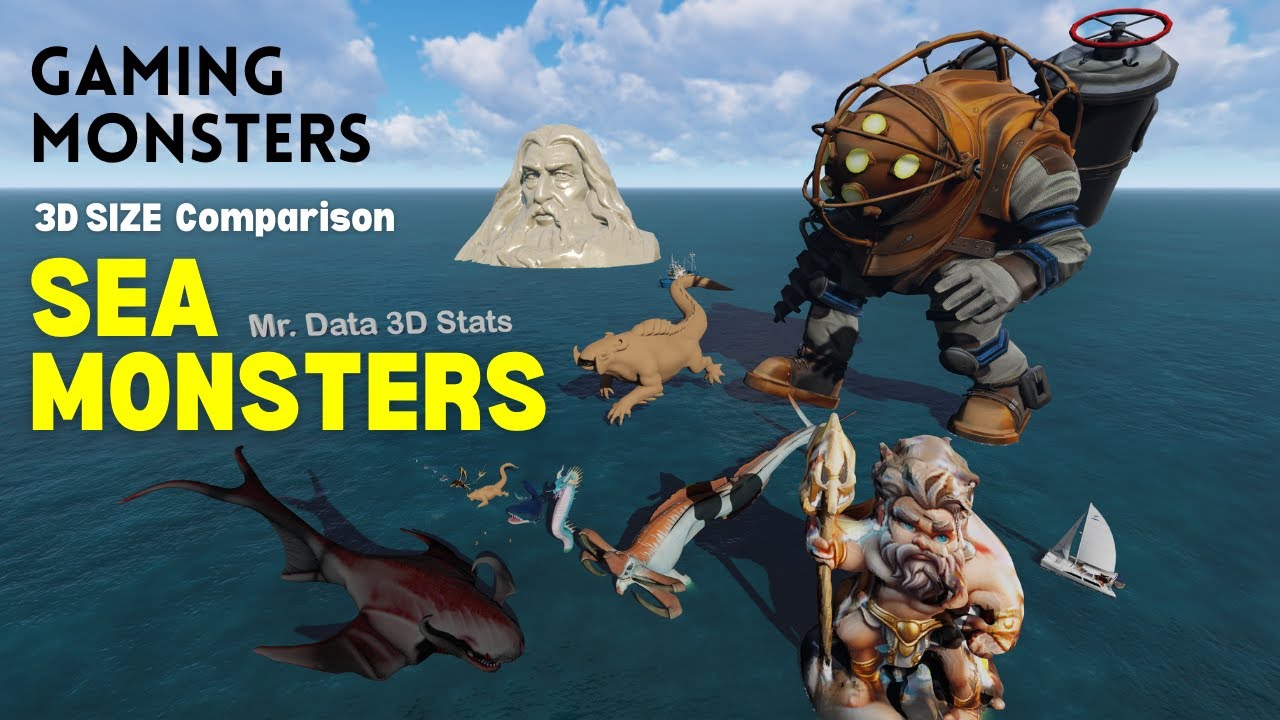 Sea Monsters Size Comparison (Gaming Monsters) 🦐🗾🦞🦀🐉 - YouTube