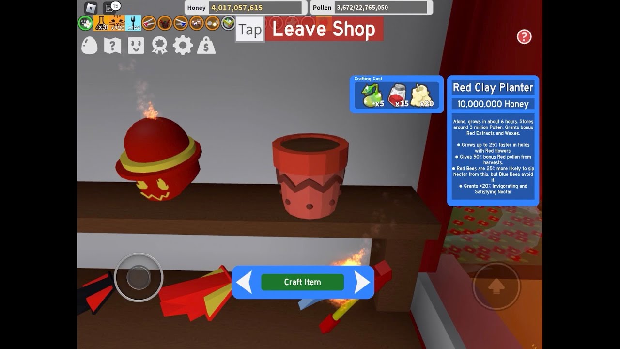 Massive Pollen With The Red Clay Planter! Bee Swarm Simulator - YouTube