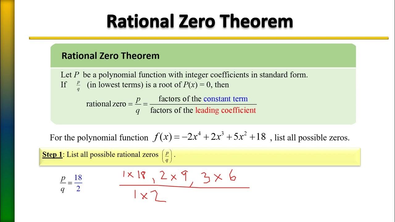 Rational Zero Theorem, Example 1 - YouTube