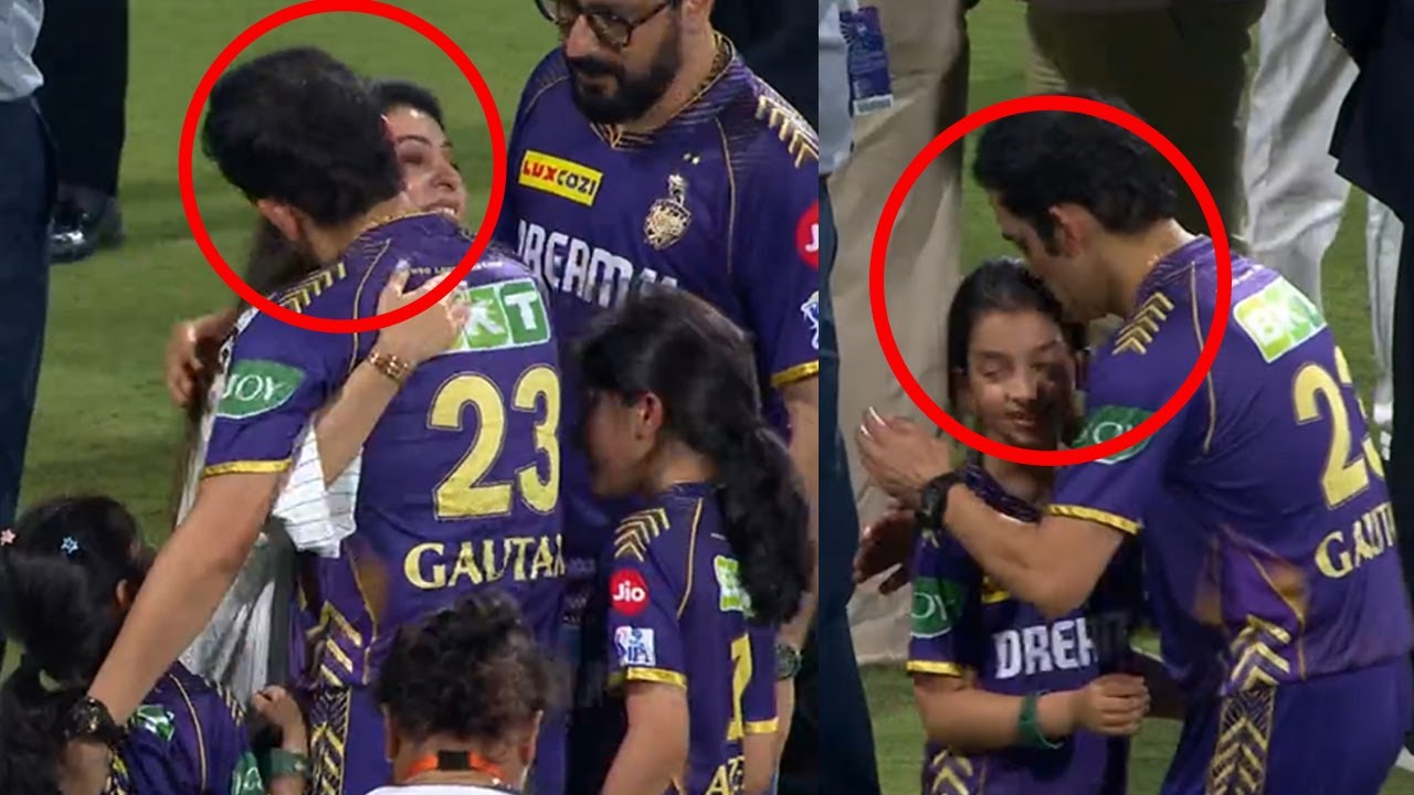 Gautam Gambhir Kissing his Daughters and Hug Wife Natasha Jain after ...