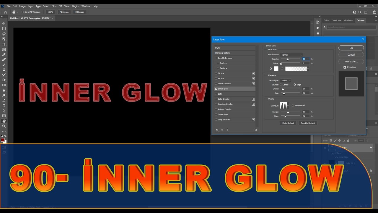 90- Adobe Photoshop cc Dersleri - İnner Glow - İc Parlaklik - YouTube