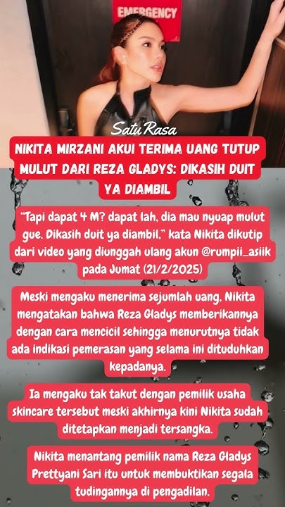 Nikita Mirzani Akui Terima Uang Tutup Mulut dari Reza Gladys Dikasih Duit Ya Diambil # ...