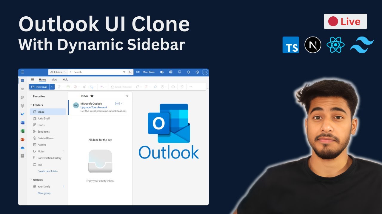 ๐ด ๐ Live Create Outlook Ui Clone With Dynamic Sidebar Nextjs Typescript And Tailwindcss ๐ฅ