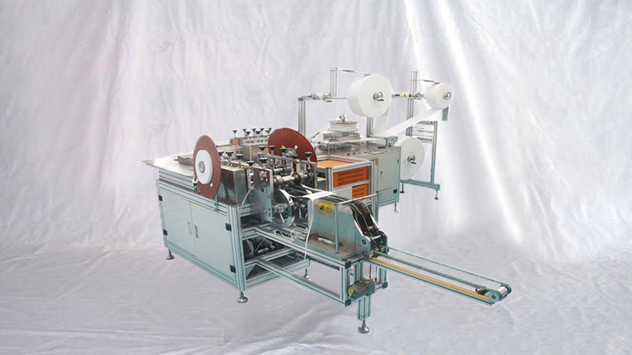 Tie-on surgical face masks making production line with protective cover ...