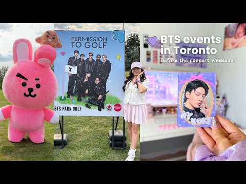 BTS in Toronto ARMY vlog Part 1: BTS fan market, golf, Arirang photo booth, trying ARIH, BORONTO 💜🥢