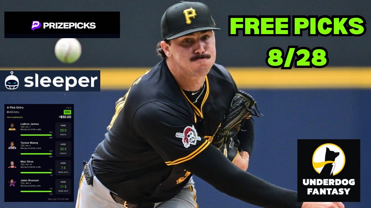 MLB Player Props Prize Picks Sleeper Fantasy Underdog DFS FREE PICKS 8 ...