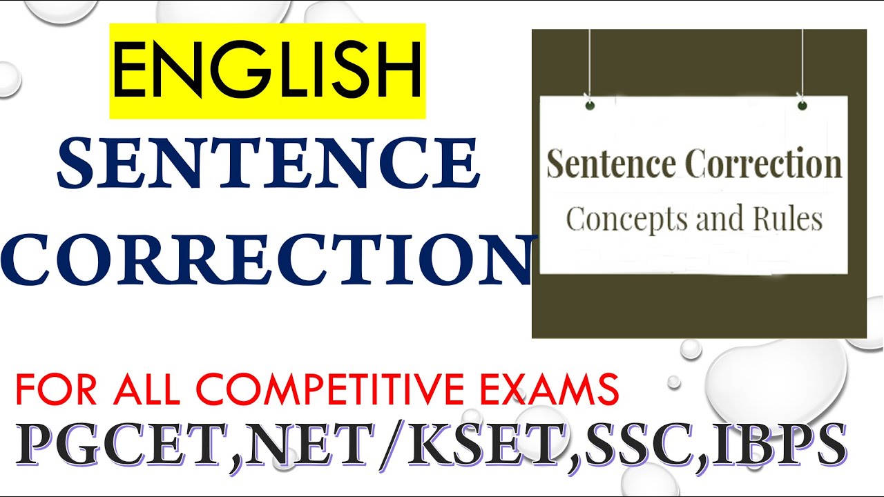 ENGLISH*Sentence correction* For all competitive exams|PGCET,SSC,IBPS ...