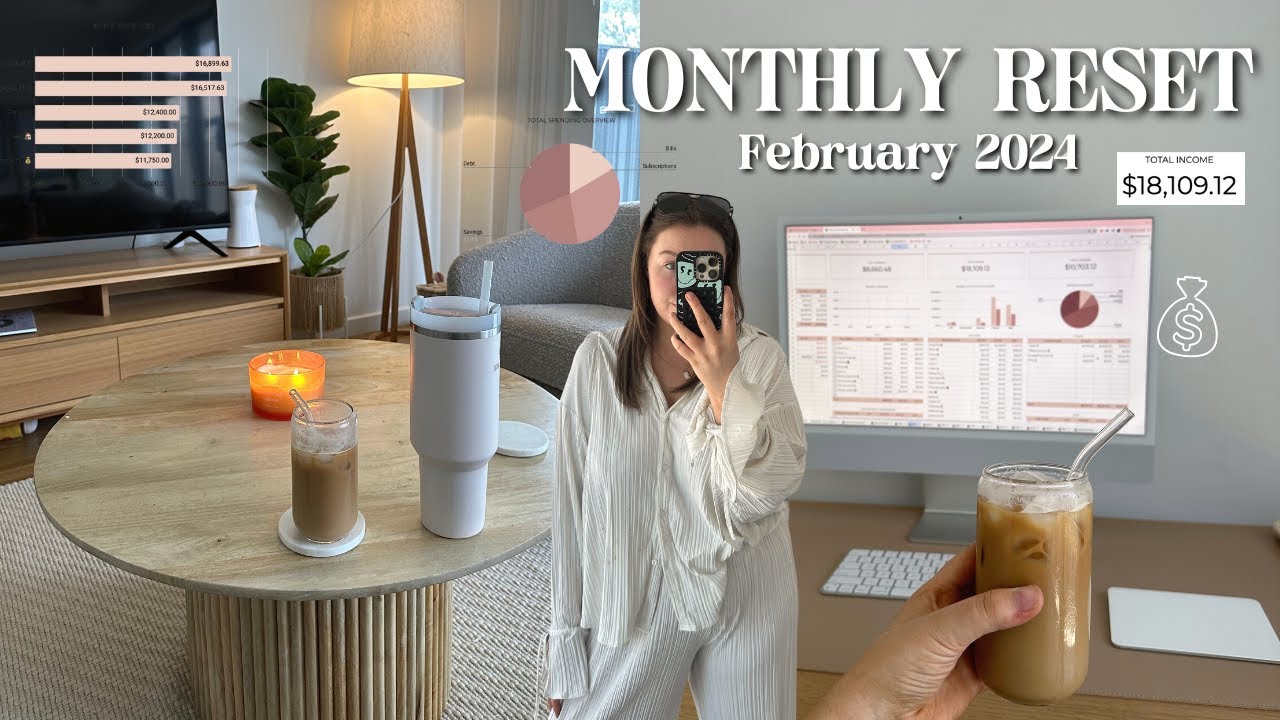 FEBRUARY MONTHLY RESET | budget with me, goal setting + low spend month ...