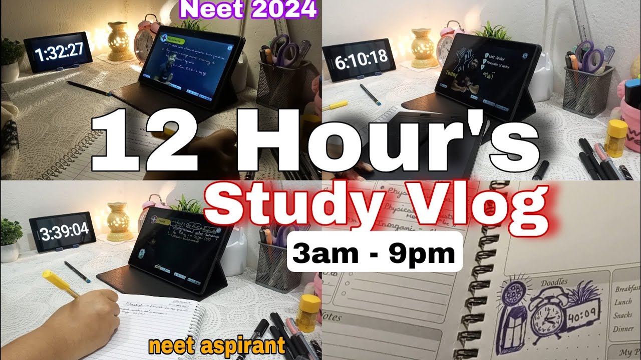 My 12 Hour's ⌛Study Vlog 📚 |Daily Timetable of a Neet aspirant | Yakeen ...