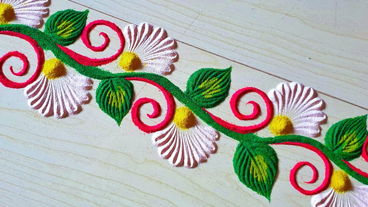 Border Rangoli Designs | Simple Border Rangoli Designs | White Border ...