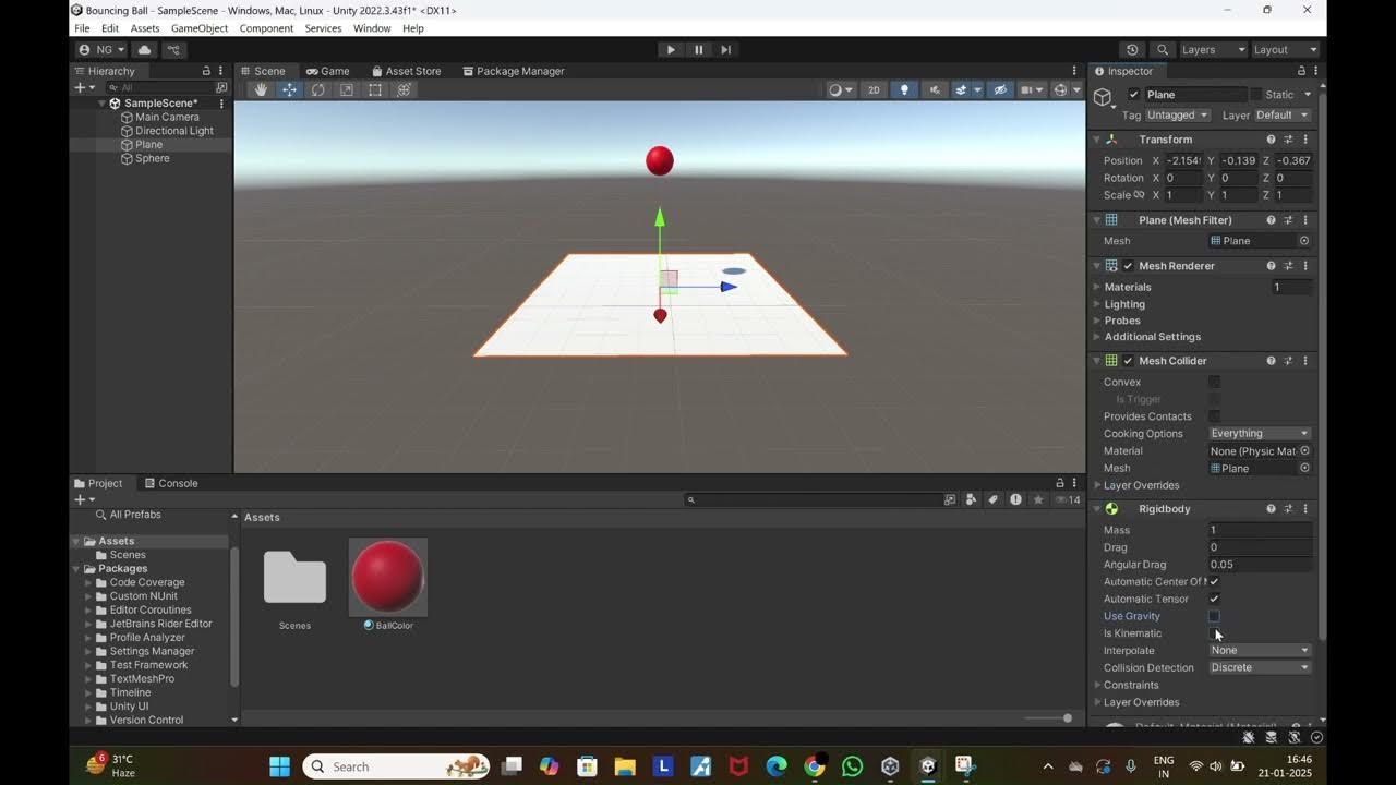 Create a Bouncy Ball with Continuous Jump Movement in Unity | Rigidbody & C# Scripting Tutorial ...