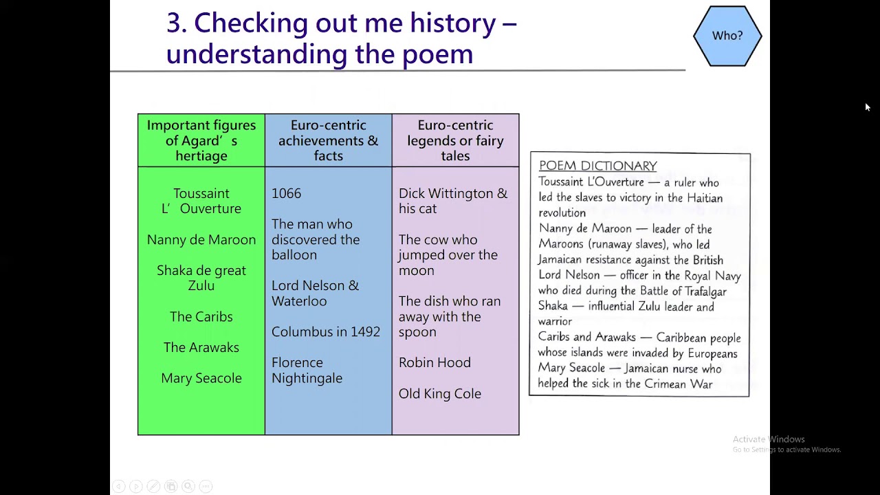 P&C Poetry: Lesson #15 Checking out me history, by John Agard - YouTube