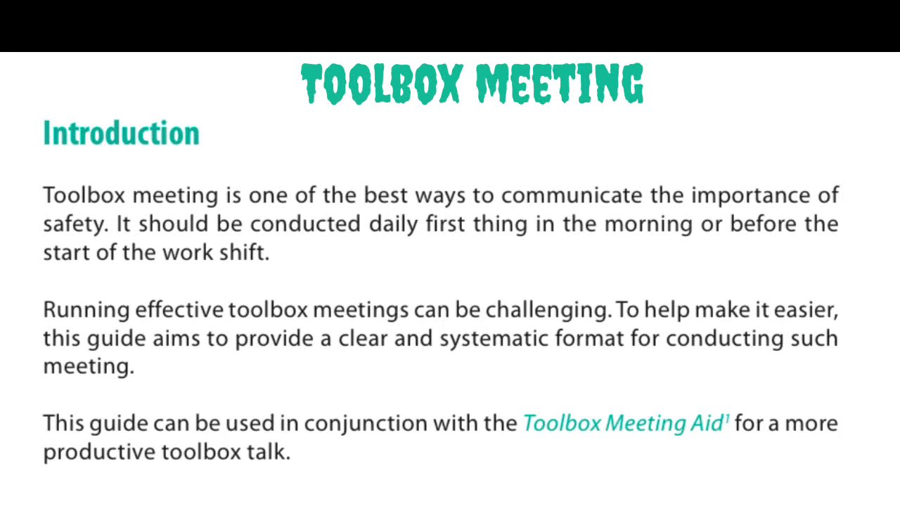 How to conduct Toolbox meeting - YouTube
