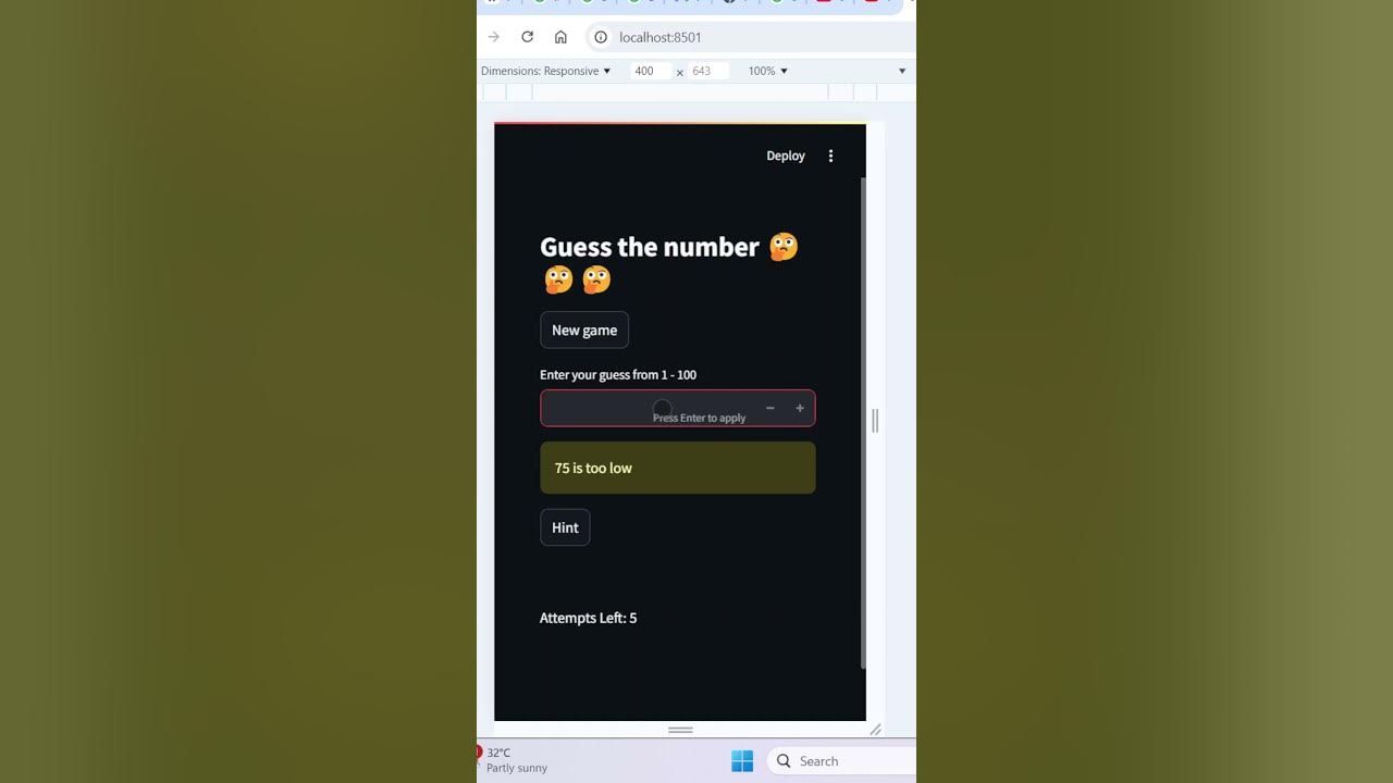 Build a Number guessing game using Python and Streamlit | #Shorts - YouTube