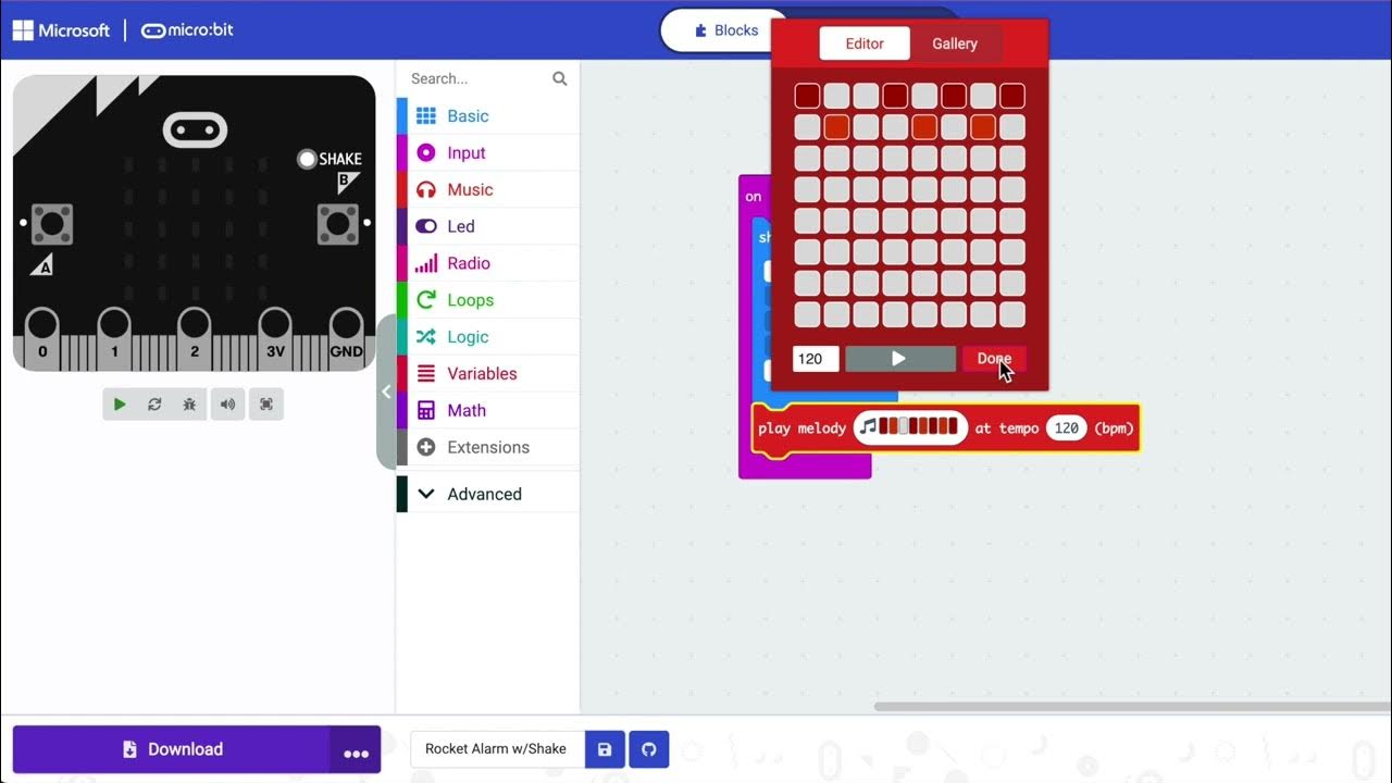 Rocket Alarm with Shake Code Microbit - YouTube
