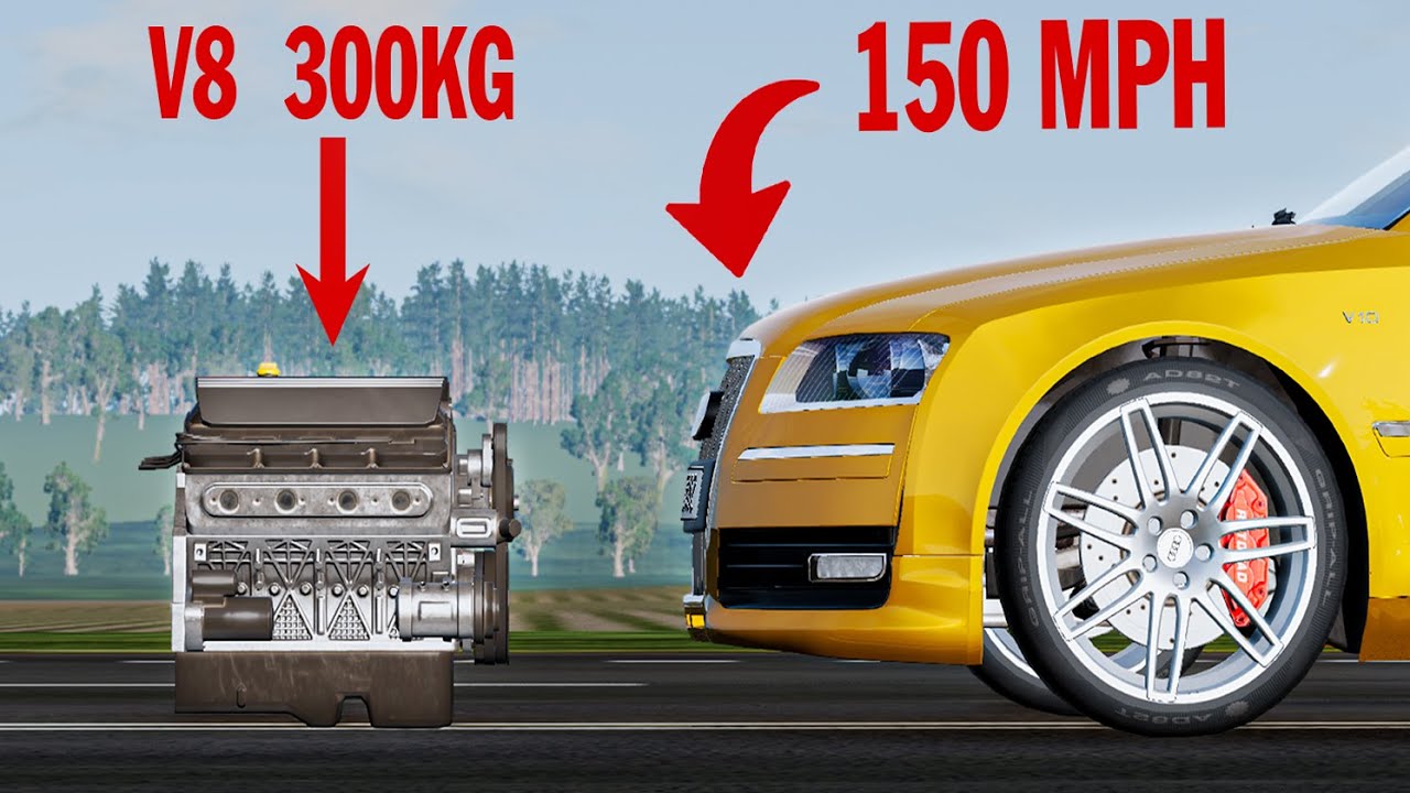 Cars Hitting Engines at High Speeds - BeamNG.drive - YouTube