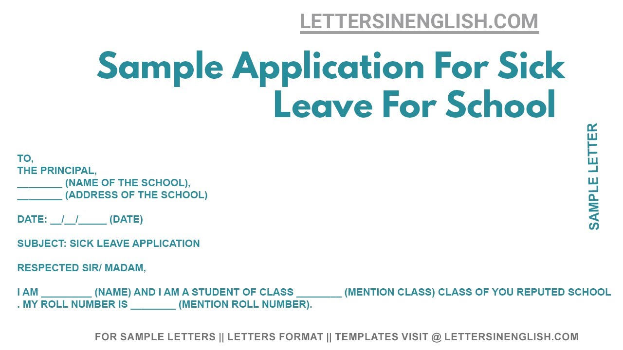 Sample Application For Sick Leave For School - YouTube