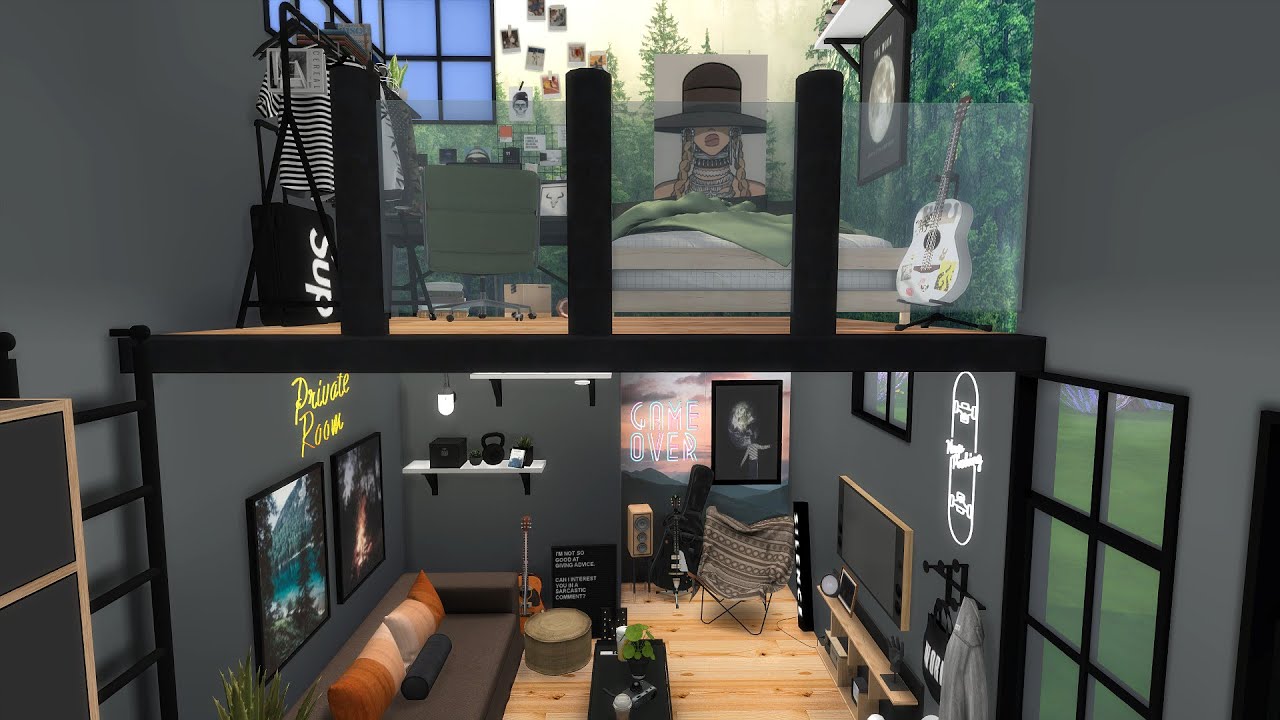 SINGLE GUYS LOFT | The Sims 4 | CC Speed Build - YouTube