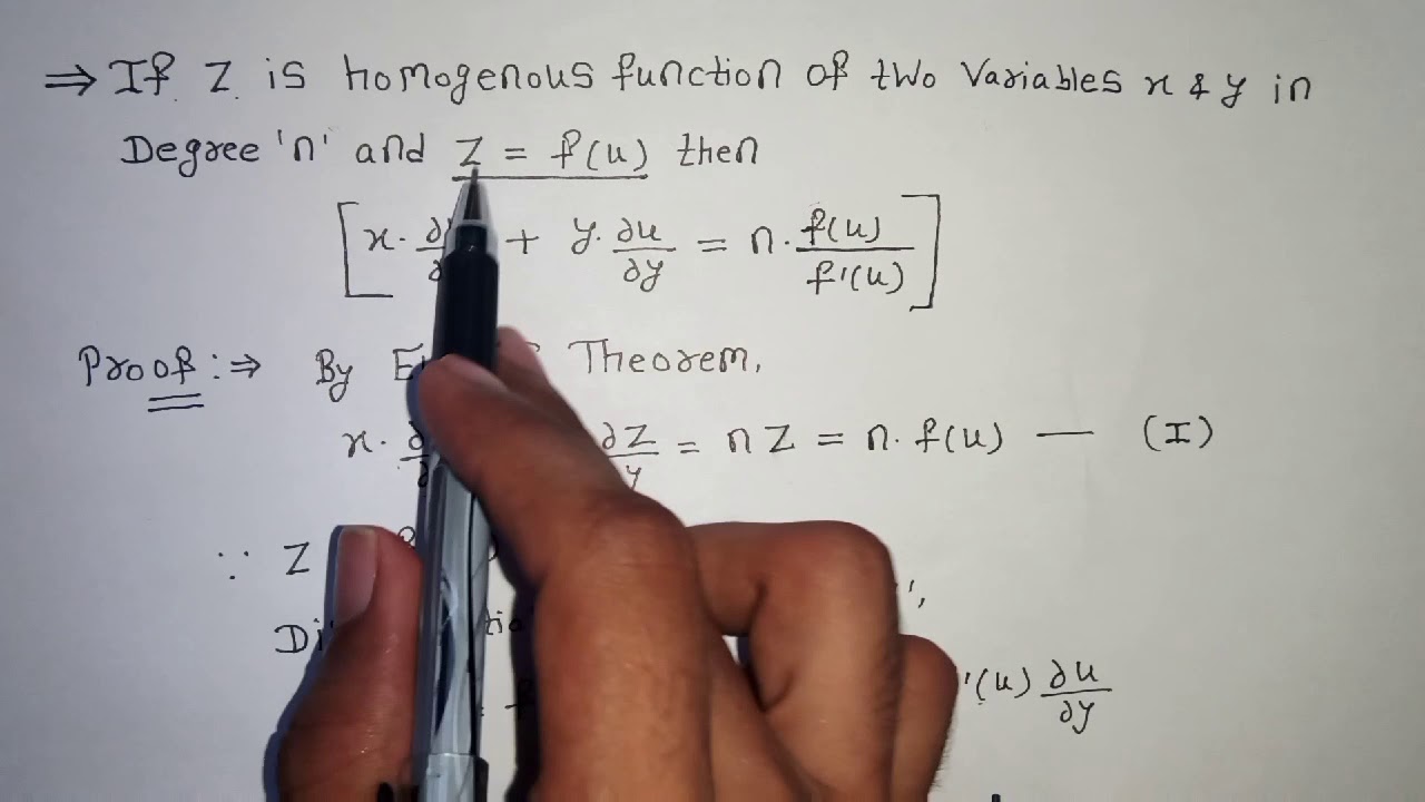 Modified Form of Euler's Homogeneous Function || proof & Questions ...