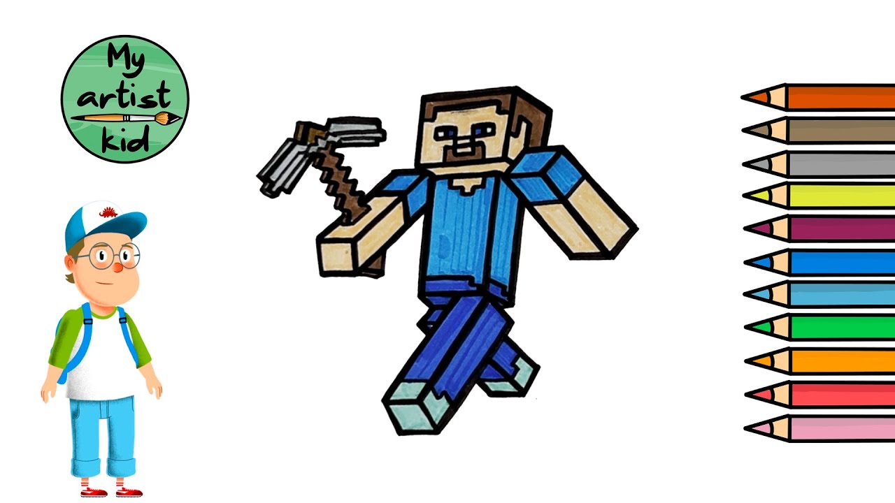 How to Draw Steve from Minecraft - Easy drawing, painting and coloring ...