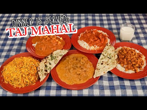 Taj Mahal Indian Curry Challenge w/ Butter Chicken, Tikka Masala, & Lamb Korma!!