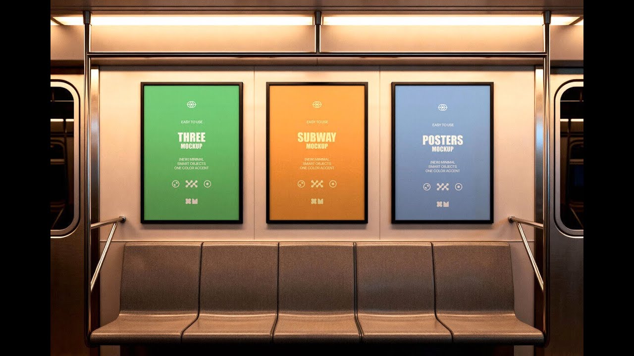 Three Subway Posters Mockup Graphic Download - YouTube