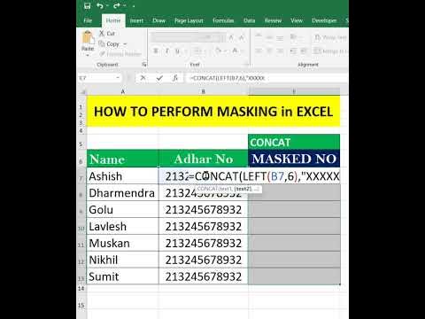 MS Excel - Masking using CONCAT Function #exceltricks #excelgyan #exceltech - YouTube