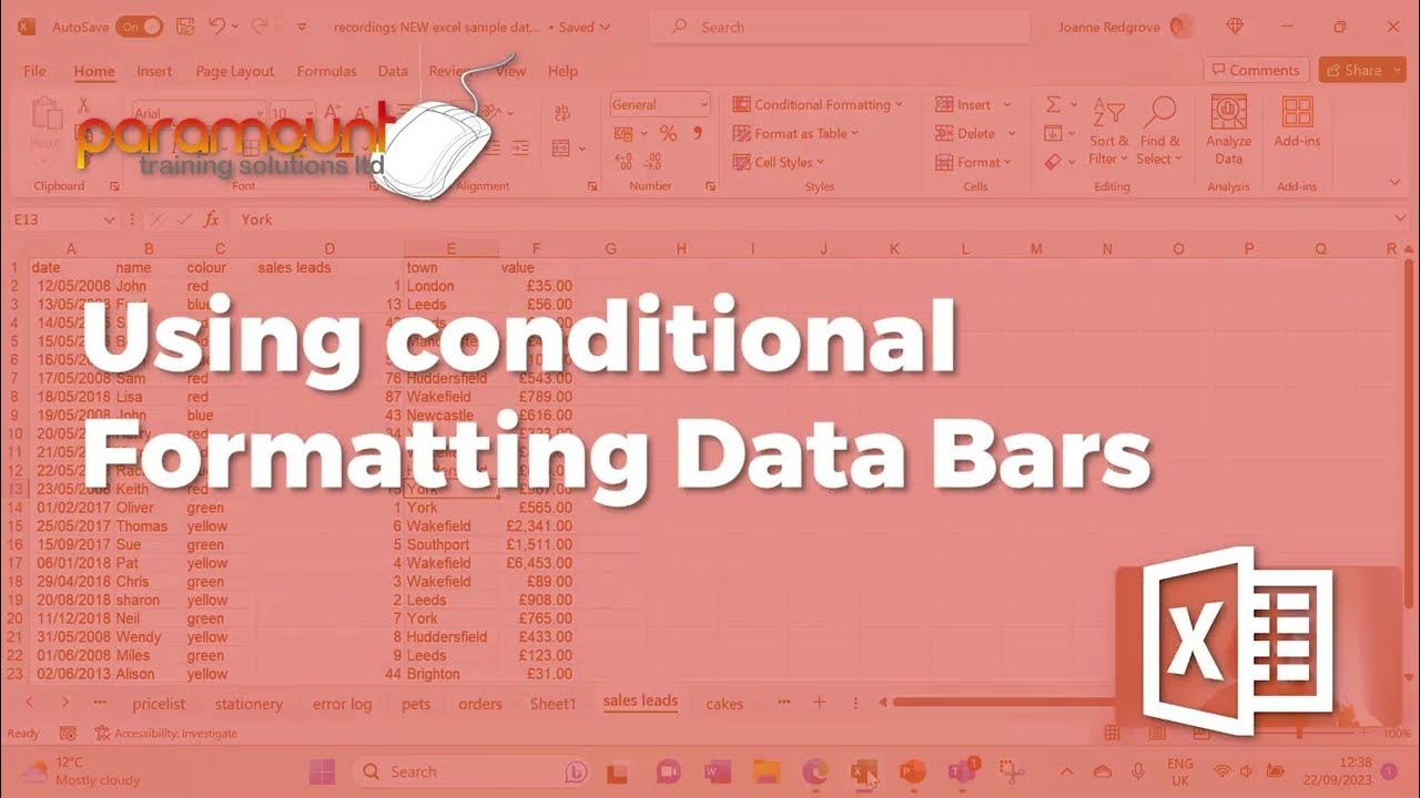 How to Use Use Conditional Formatting Data Bars In Microsoft Excel - YouTube