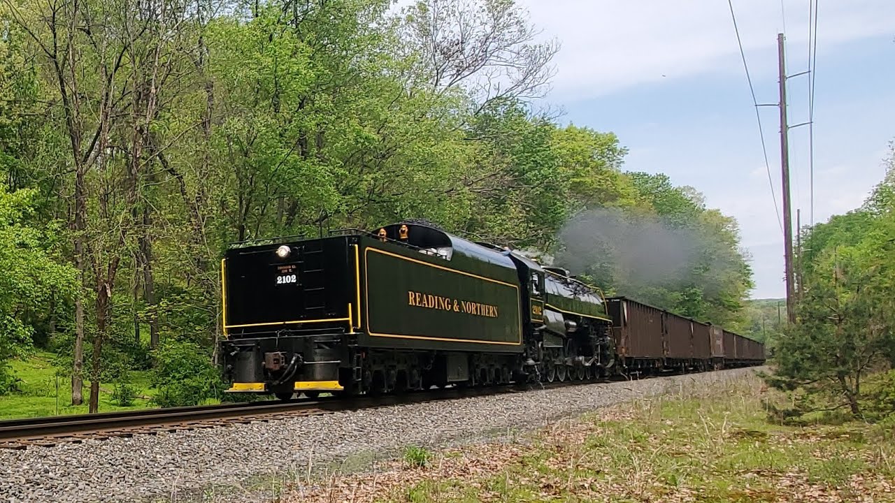Chasing Reading and Northern 2102 T1 Steam Locomotive on a Test Run ...