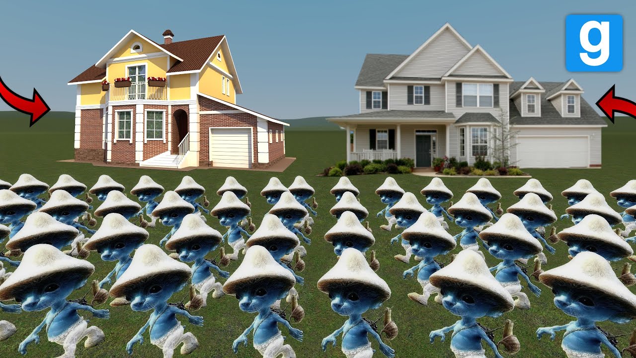 Smurf Cat Family Vs Houses In Garry's Mod !! - YouTube