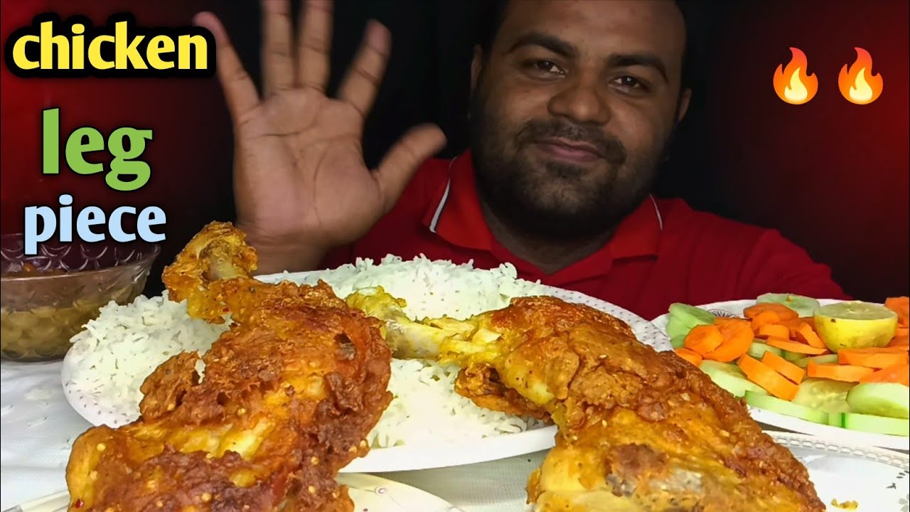 ASMR EATING CHICKEN LEG PIECE | BLACK DAAl | GREEN SALAD MUKBANG ...