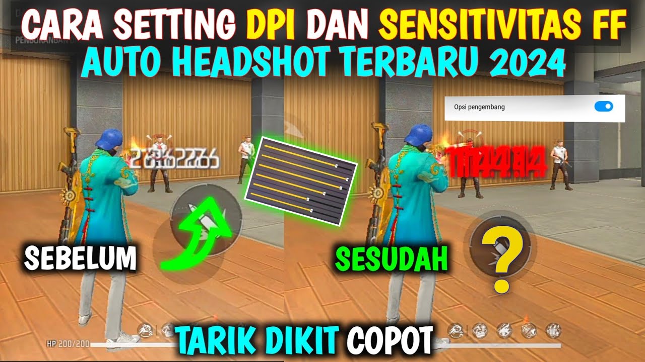 CARA MENGATUR SENSITIVITAS, DPI, DAN TOMBOL TEMBAK BIAR GAMPANG HEADSHOT FREE FIRE TERBARU 2024 ...