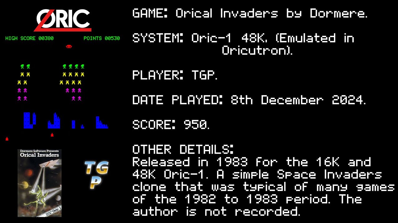 Orical Invaders - Dormere - Oric-1 48K - Emulated in Oricutron - 950 ...