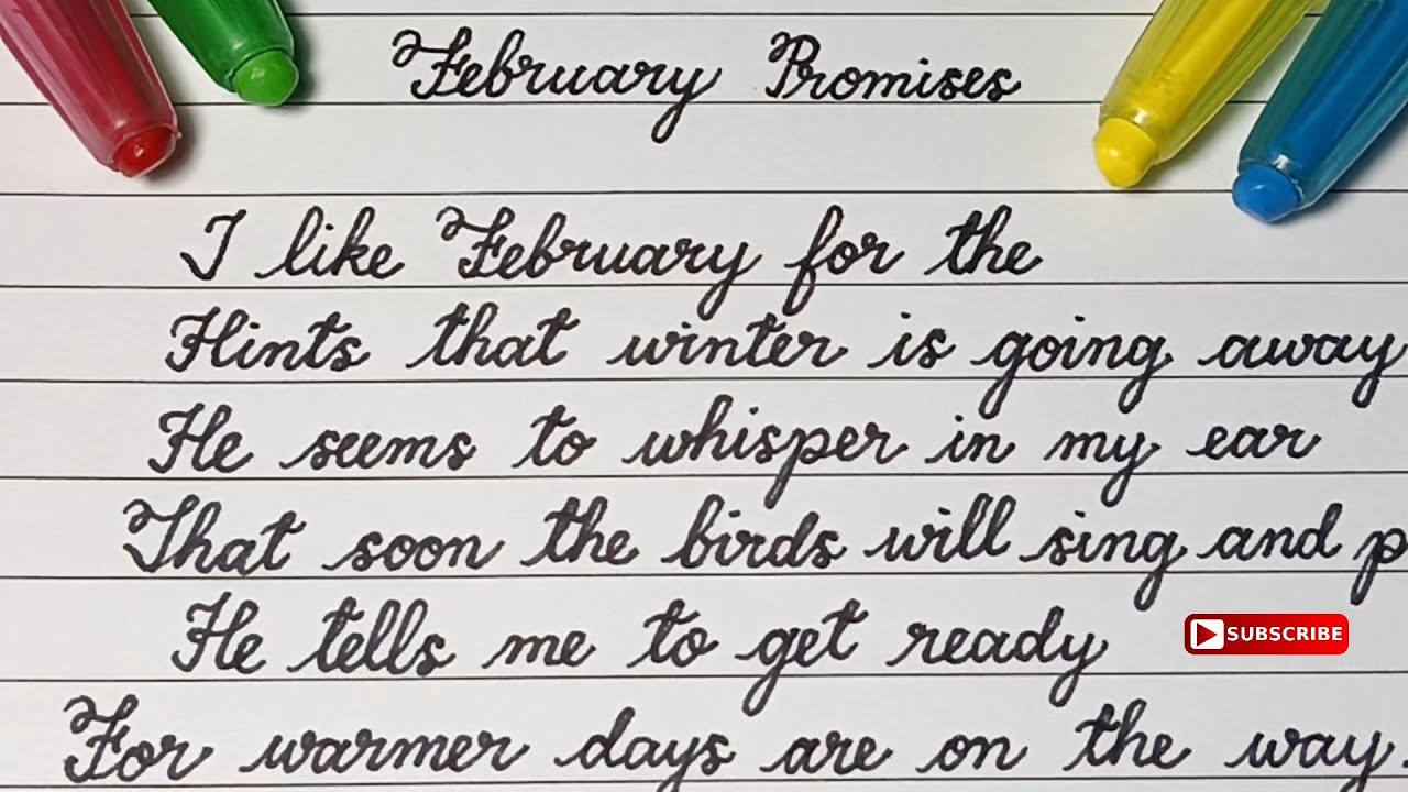 Cursive Writing Practice | Neat Cursive Handwriting | Poem “February ...
