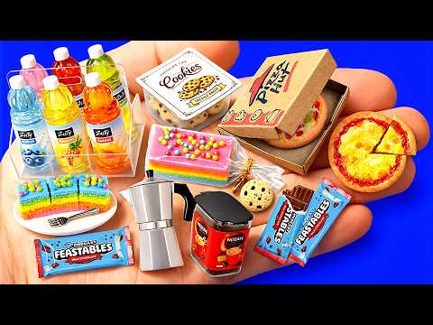 16 DIY Miniature Crafts 🍕 How to Make Miniature Doll Food, Rainbow Cake, Miniature Feastables, Pizza