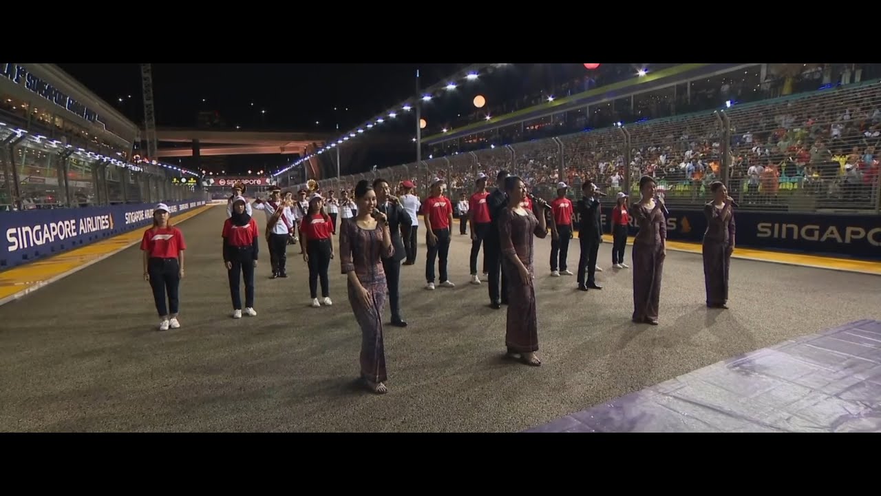 F1 Marina Bay Street 2022 - Beautiful National Anthem of Singapore Performed by Singapore Cabin ...
