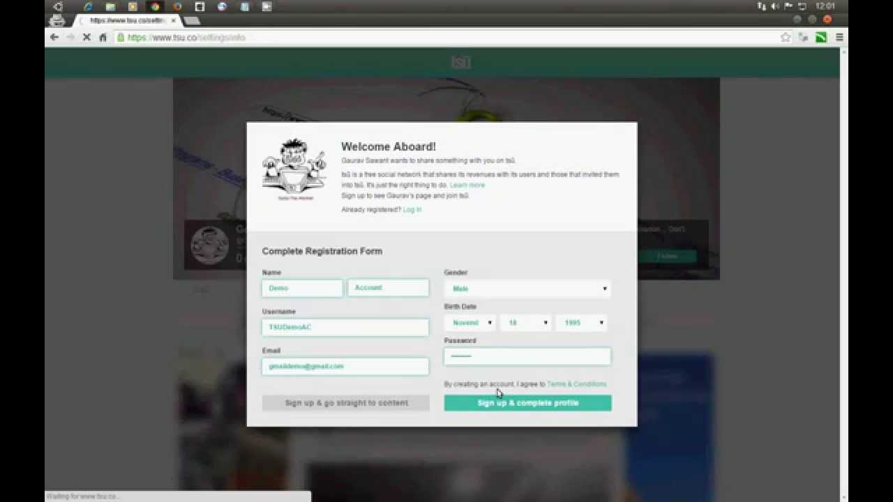 How To Open TSu.co Account And Earn Money - YouTube
