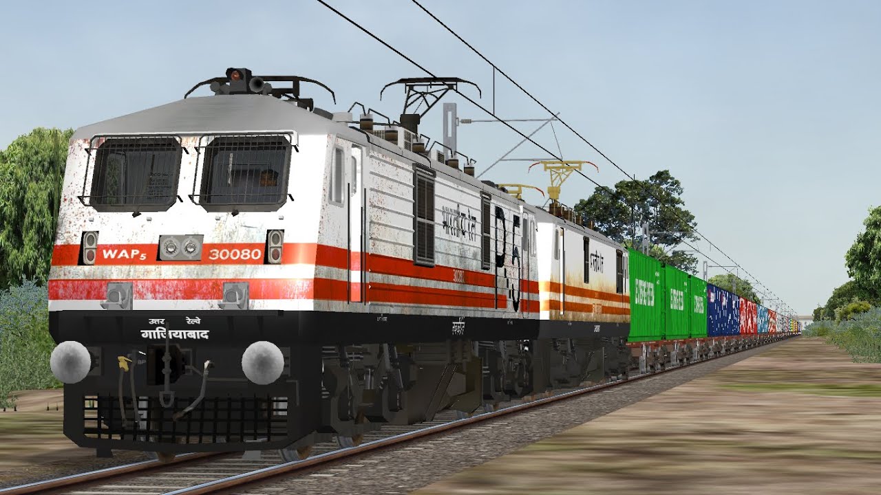 WAP-5 Pulls Freight Train | Rare scenes of Indian Railways MSTS Open ...