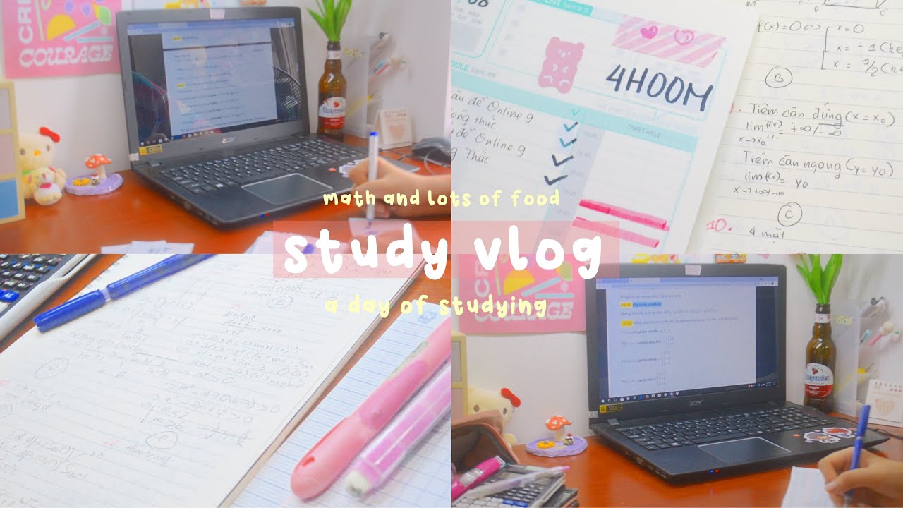 (viet/eng) STUDY VLOG 💻 | math problems and lots of food 🤸 | một ngày ...