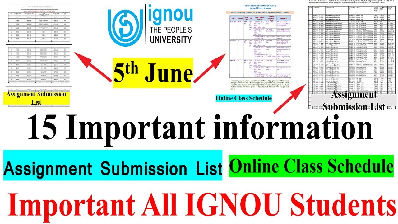 15 New Notification Released For IGNOU Students || Online Class ...
