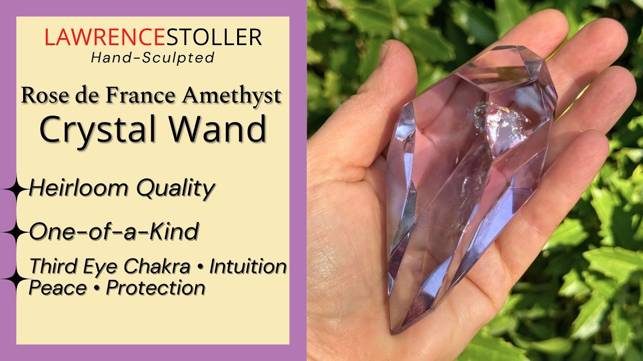RARE! Rose de France Amethyst Wand by Lawrence Stoller - YouTube