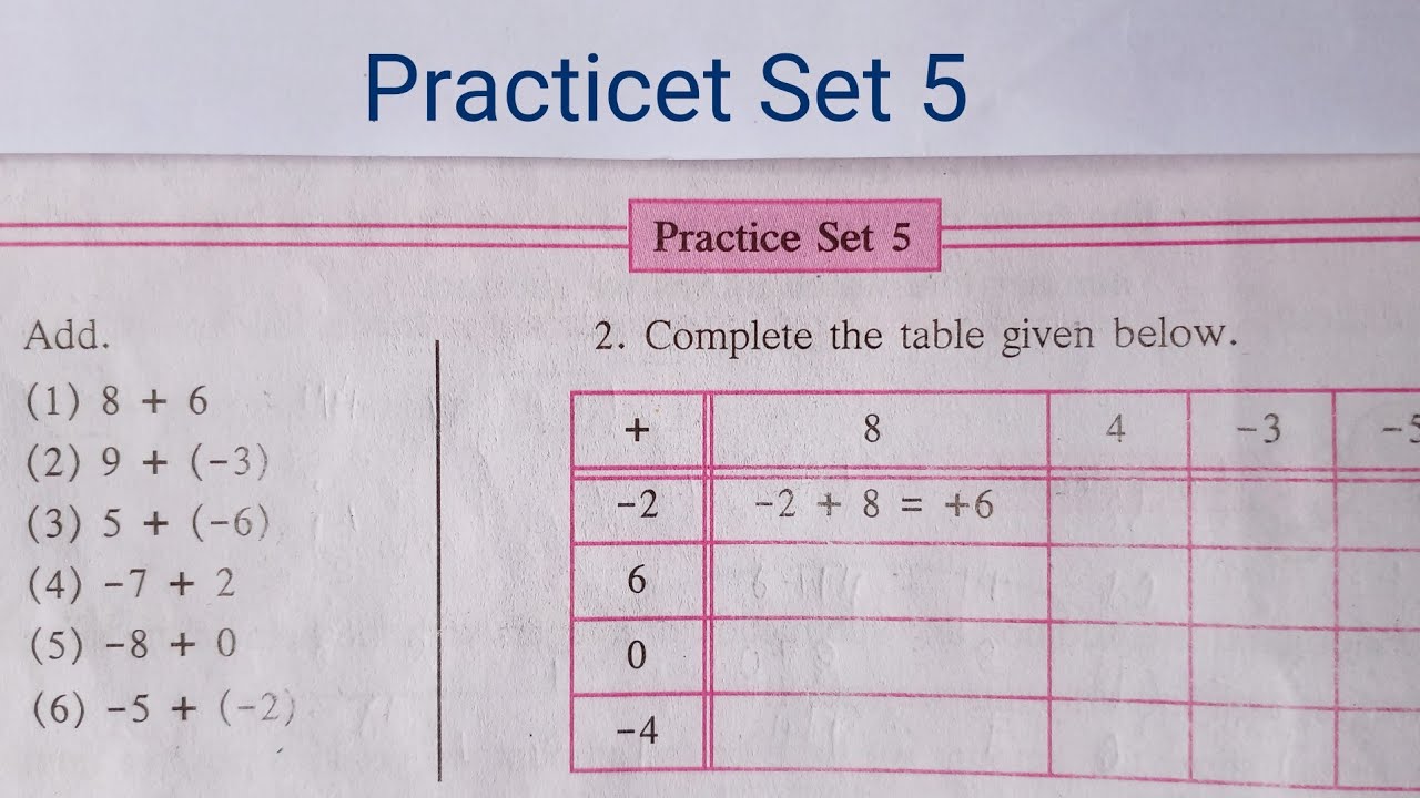 Practice Set 5 | L-3 Integers | Class 6 Maths | Maharashtra Board - YouTube