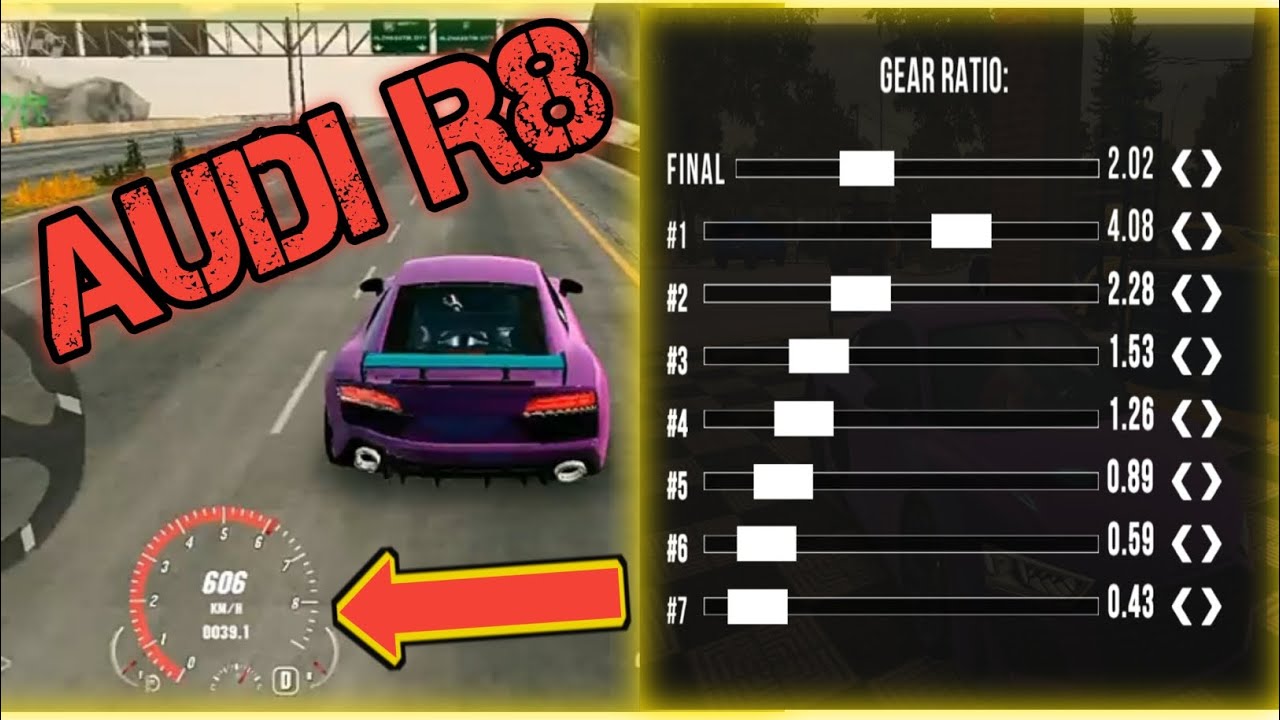 Audi R8 Gearbox setting 600 kph | car parking multiplayer - YouTube