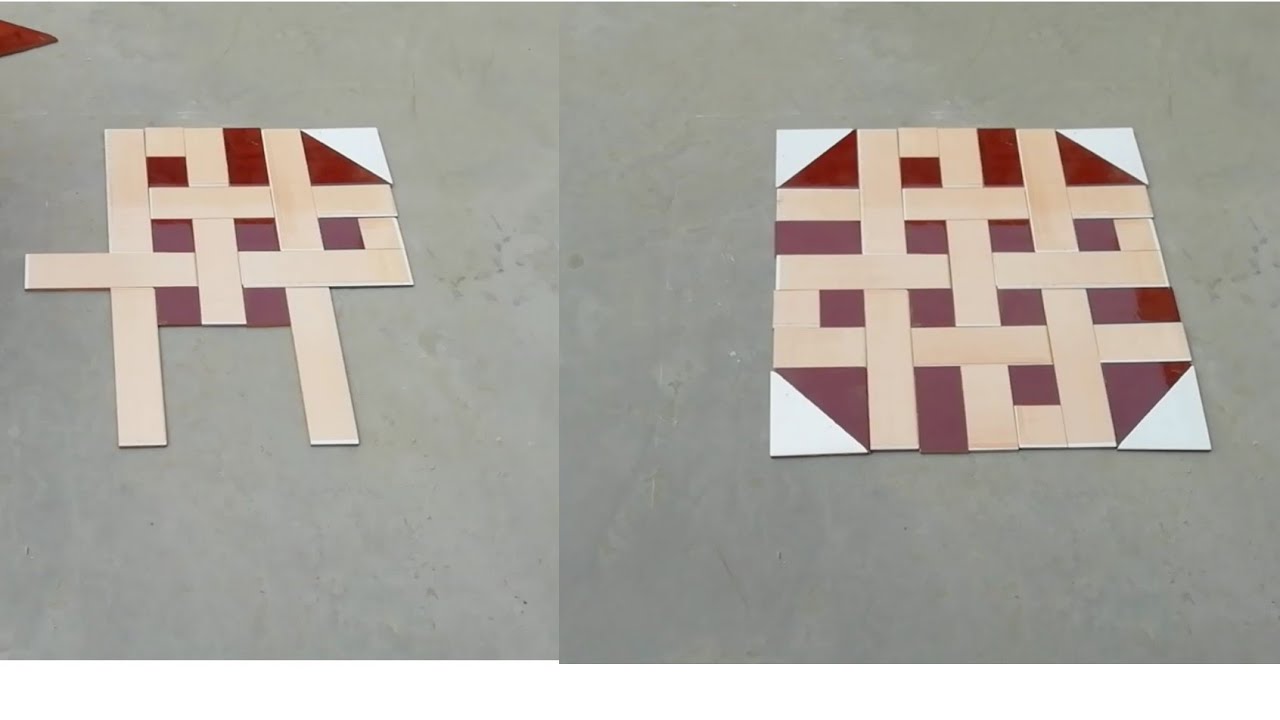 How to create geometric floor tiles center design - YouTube