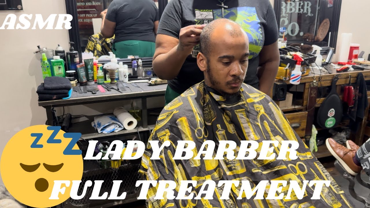 ASMR Lady Barber Full Barbershop Treatment 💈#sleep #relaxing - YouTube