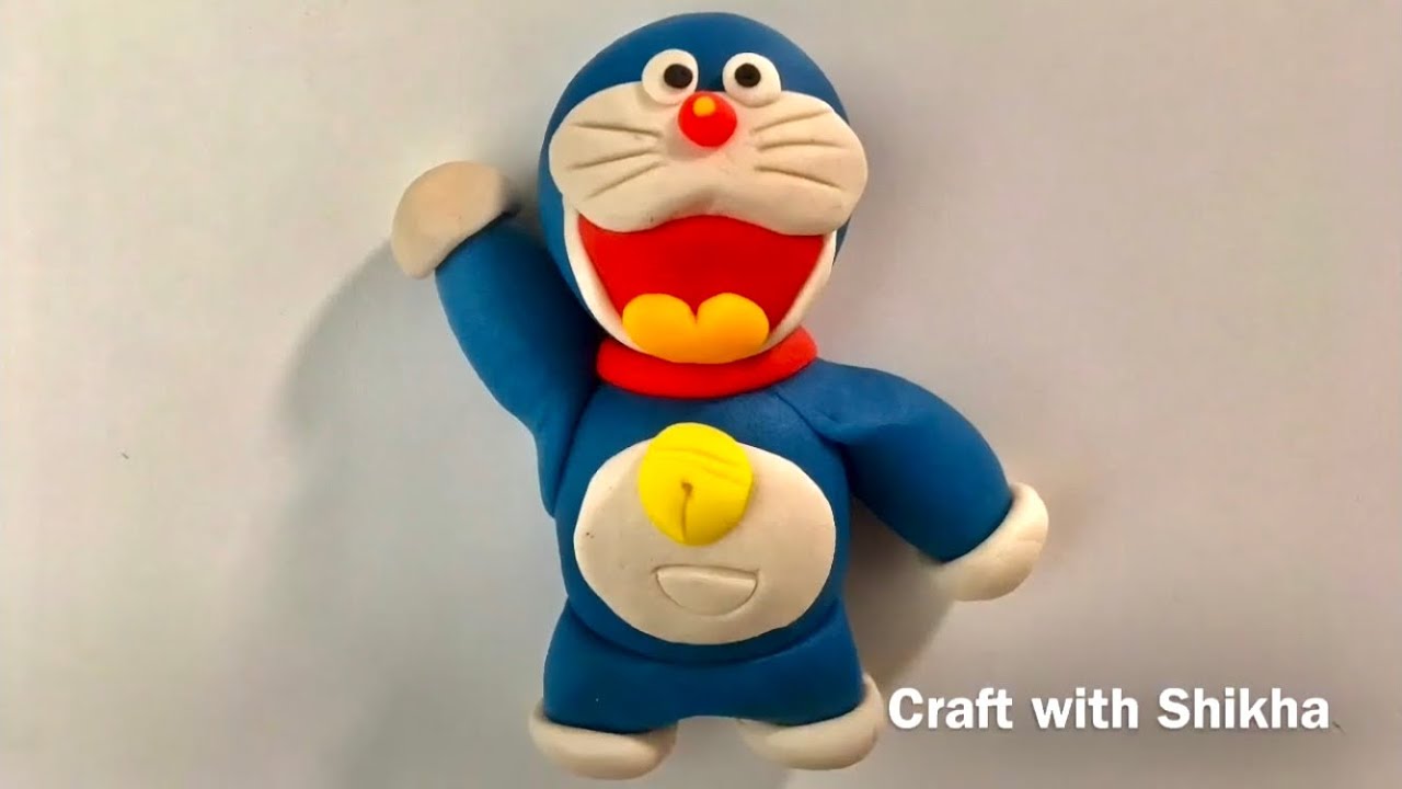 :) How to make a clay doremon craft easy DIY - YouTube