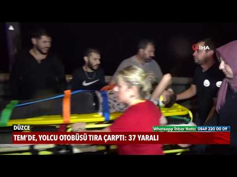 TEM’de, yolcu otobüsü TIR'a çarptı: 37 yaralı