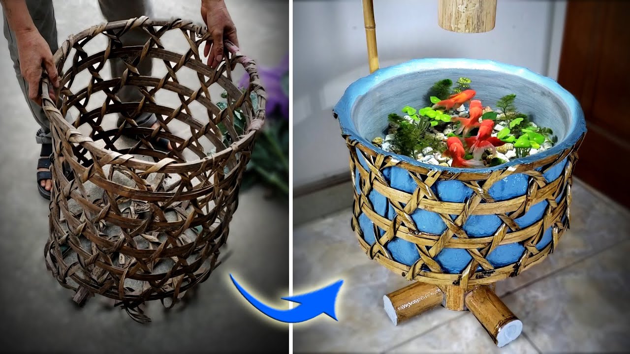 Amazing Ideas - Turn Broken Basket Into A Beautiful 3 Tail Aquarium ...